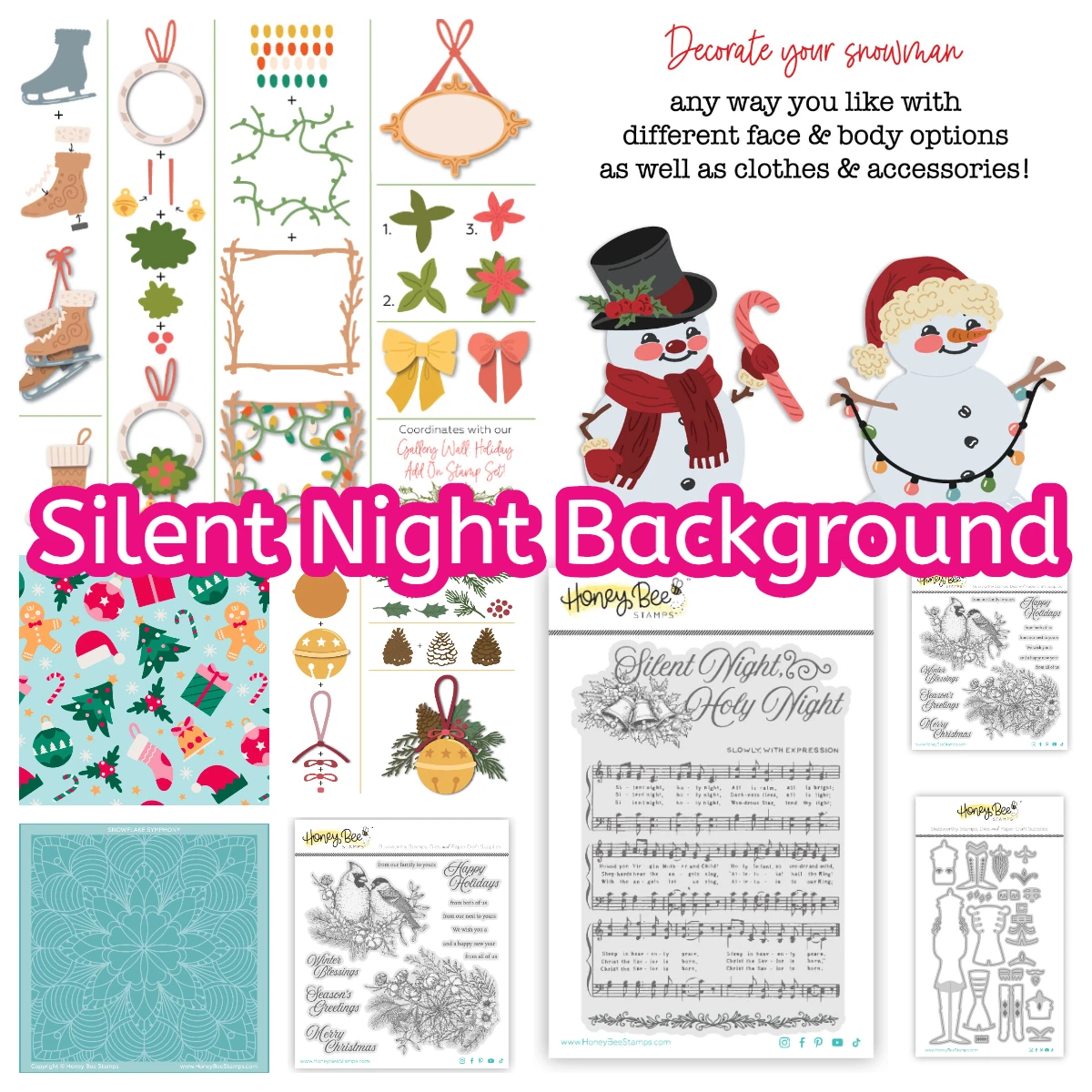 Nutcracker Silent Night Background Stencil Dies DIY Scrapbooking ...