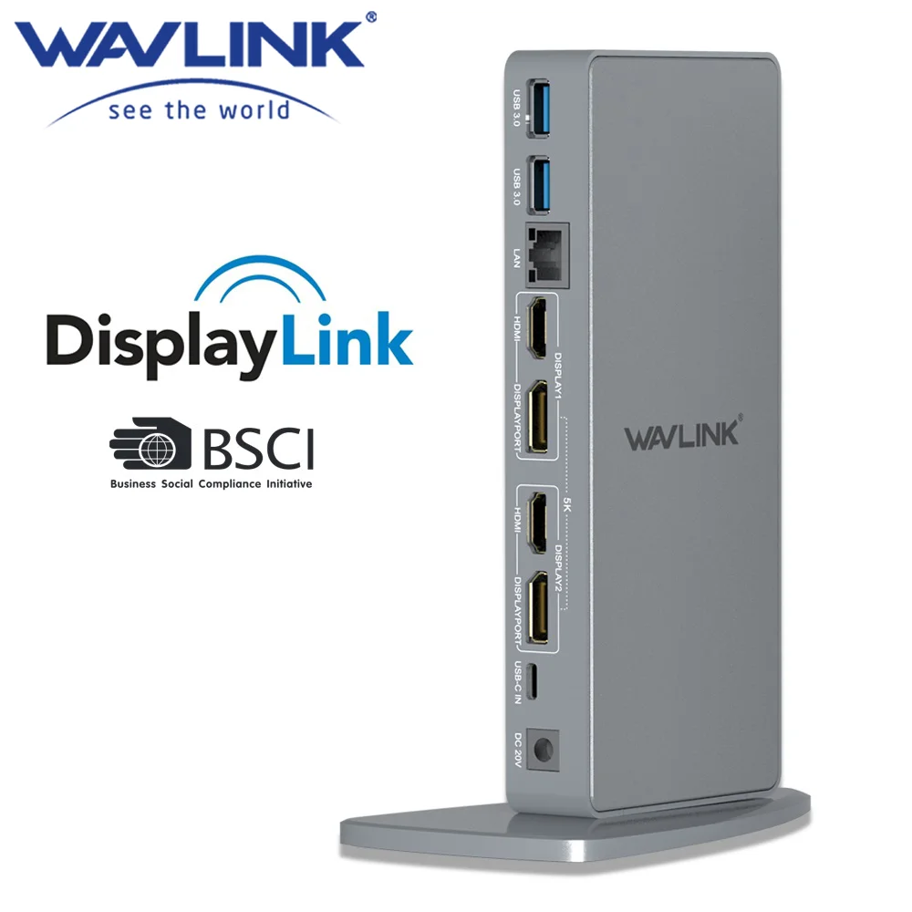 Wavlink Universal Docking Station USB3.0 Laptop 5K Dual 4K Video Docking Station HDMI HD Gigabit ...