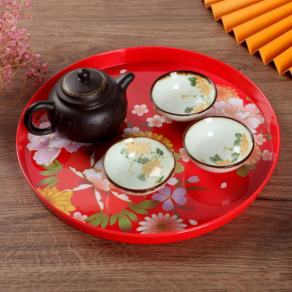 Chinese Traditional Tea Tray Flower Pattern Table Serving Tray Food ...