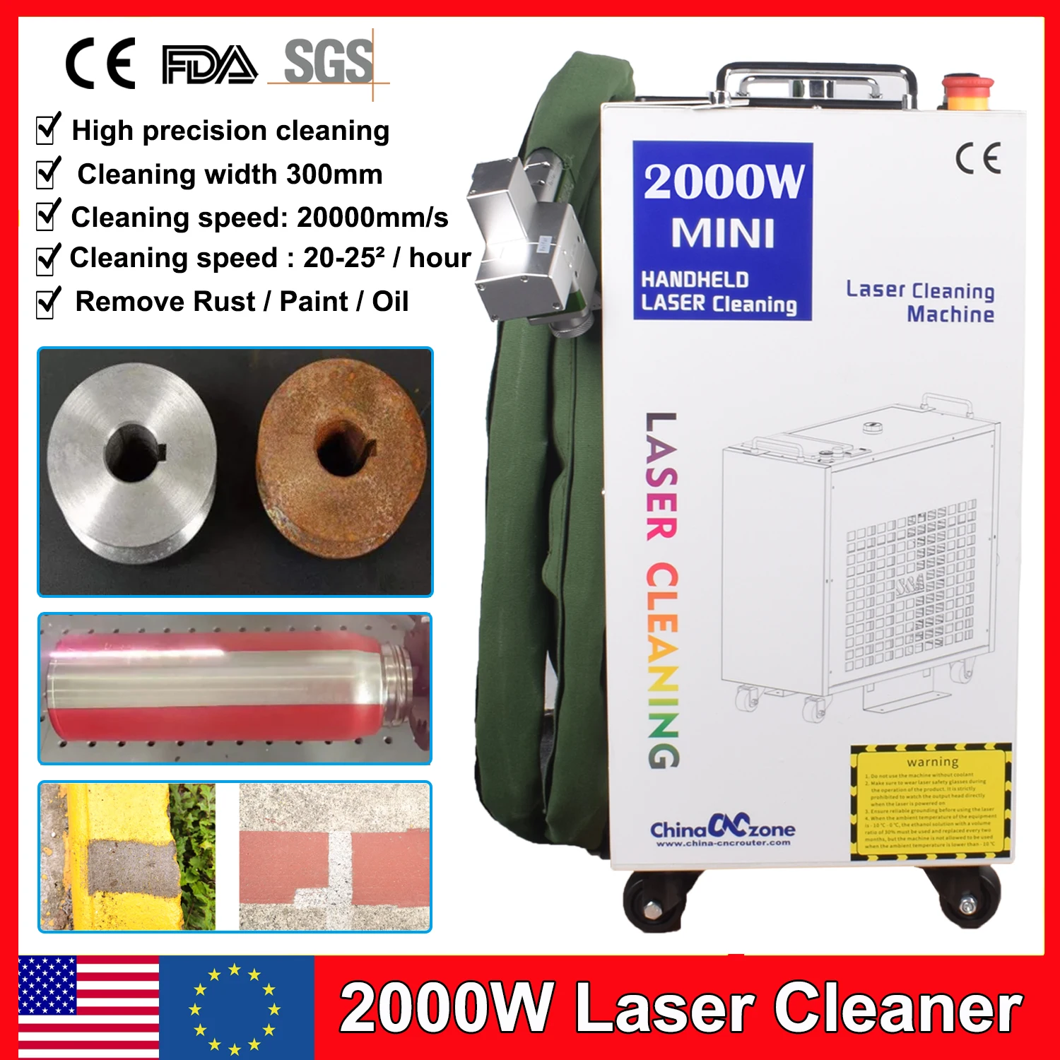 2000W Laser Cleaning Machine Rust Removal Cleaning Oil Paint Cleaning ...