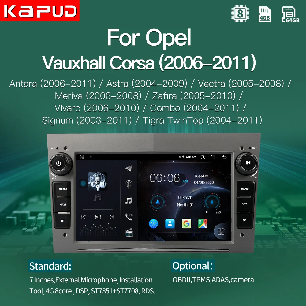 Kapud Android 10 For Opel GPS Multimedia Car Radio Video Player Navigation 7'' Astra Vectra ...