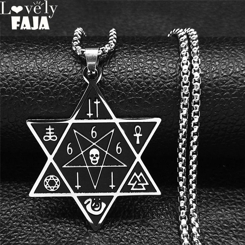 Inverted Pentagram Necklace | Hexagram Necklace | Fashion Satan 666 ...