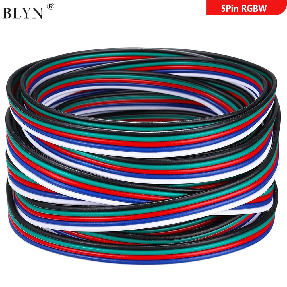 5Pin-RGBW-Wire-Electronic-Extension-Cable-22AWG-Connection-5M-10M-50M-5 ...