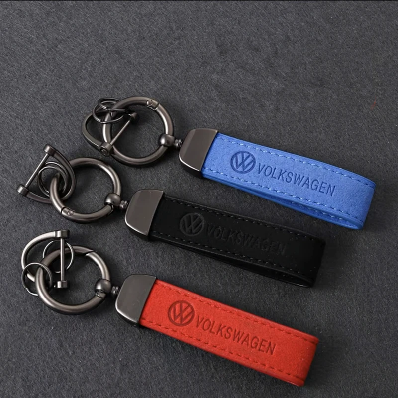 Leather-Car-Keychain-Key-Chain-Rings-Metal-Leather-for-for-VW ...