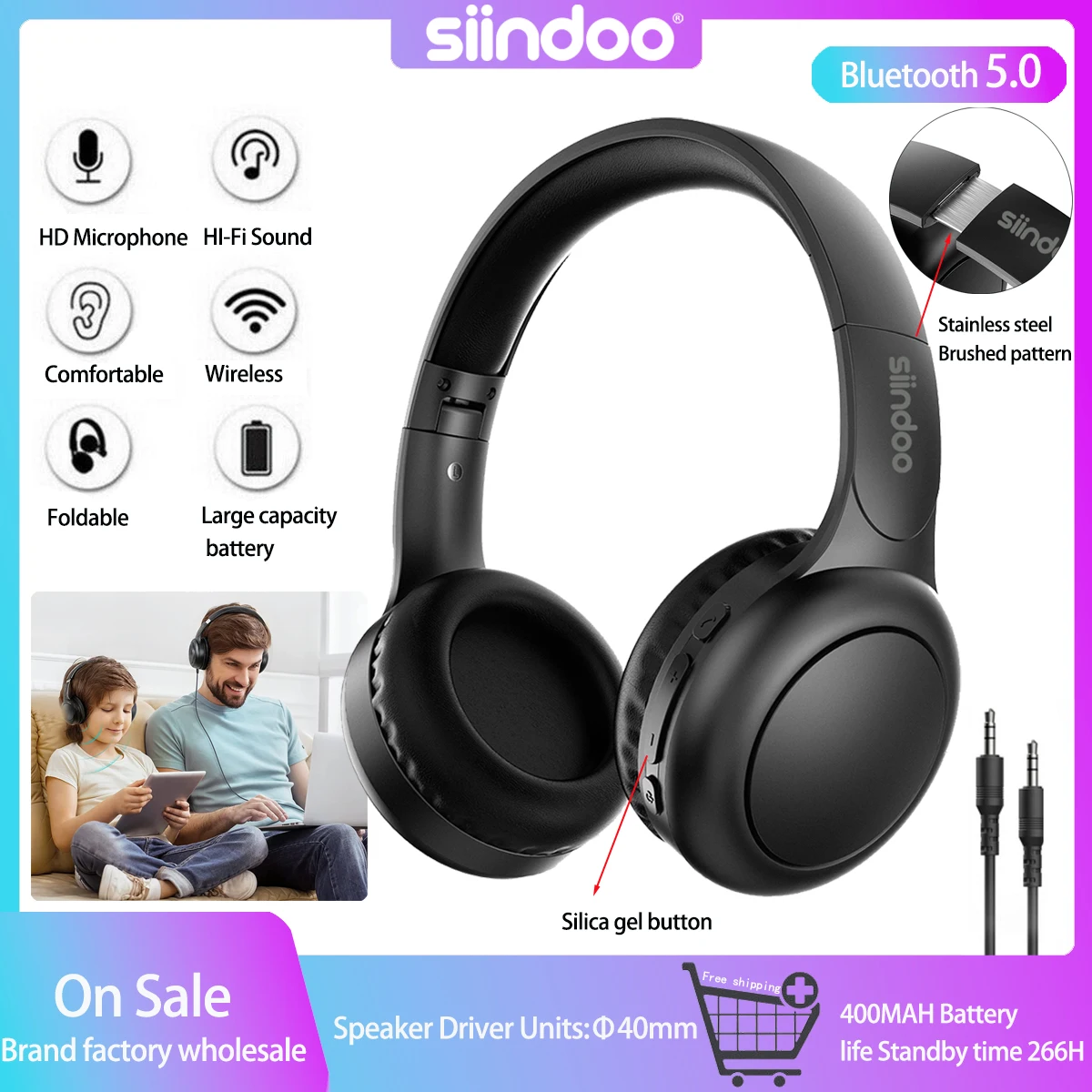 Siindoo-JH-926B-Wireless-Bluetooth-Headphones-Foldable-Stereo-Earphones ...