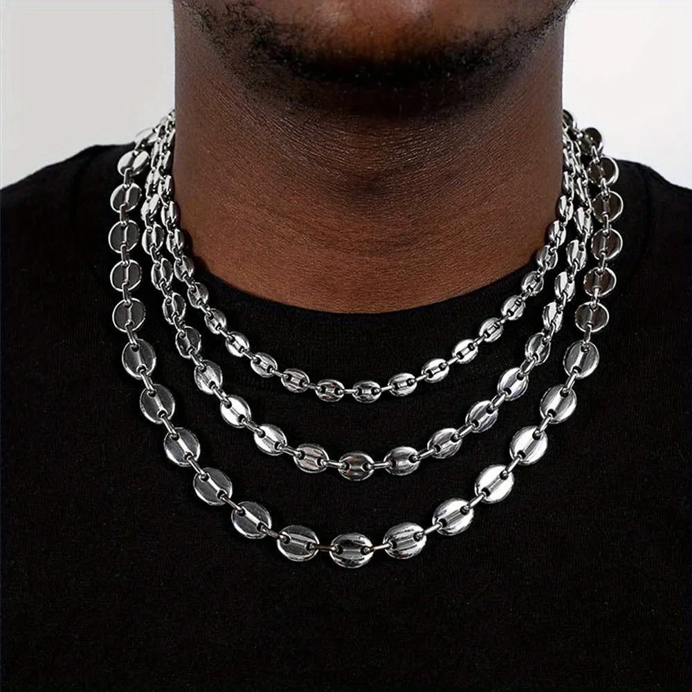Coffee-Beans-Link-Chain-Necklace-Stainless-Steel-Twisted-Chain-for ...