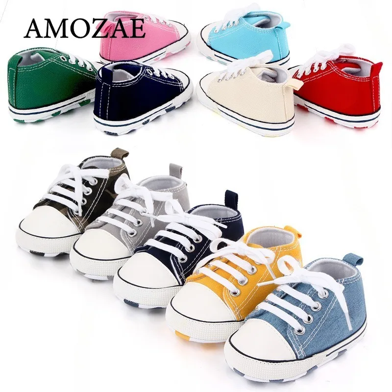 New Baby Shoes Boys Girls Classic Canvas Casual Sneakers Newborn First ...