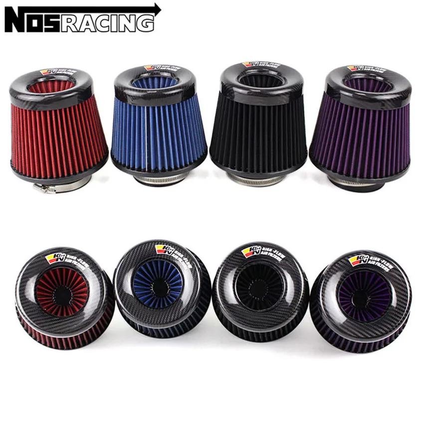 76mm-Universal-JDM-Air-Filter-Real-Carbon-Fiber-High-Flow-Racing-Sport ...