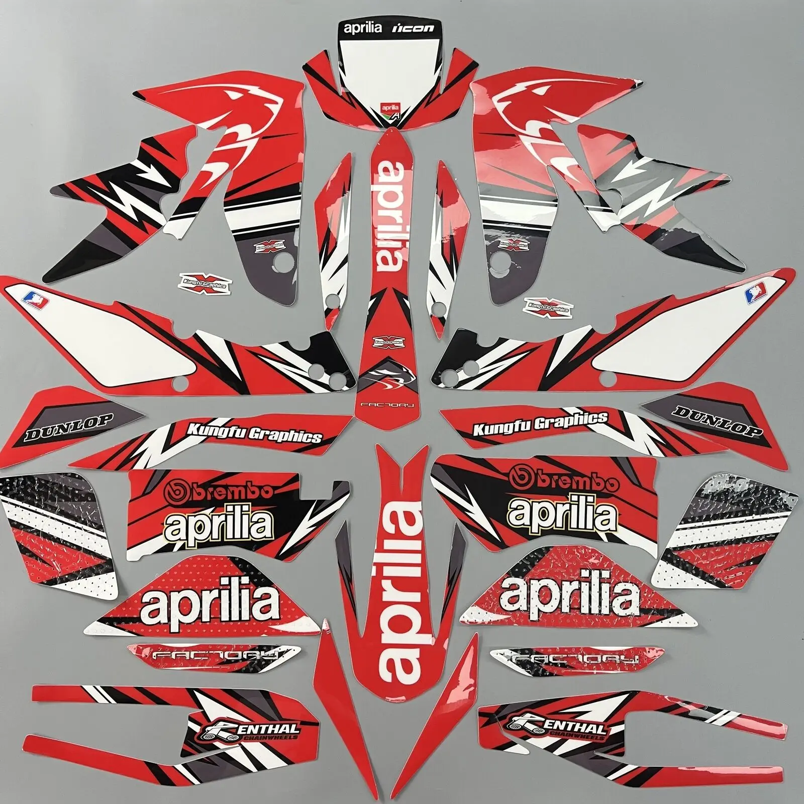 KUNGFU GRAPHICS Racing Sticker MX Decal Kit Adhesives for Aprilia ...