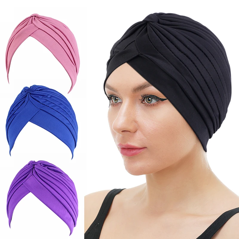 Stretchy-Knot-Twist-Turban-Bandanas-Women-Headscarf-Bonnet-Muslim-Hijab ...