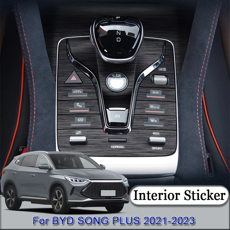 For-BYD-SONG-PLUS-2021-2023-Car-Interior-Sticker-Central-Control-Gear ...