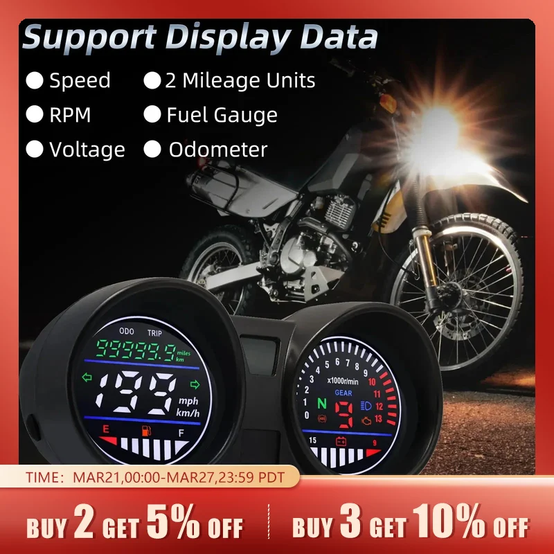 Motorcycle-Tachometer-LED-Speedometer-Km-h-MPH-ODO-TRIP-Digital ...