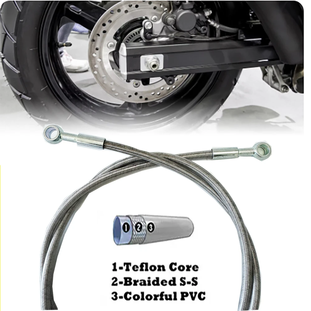 SilveryLengh10cm-500cm-0-Degrees-Motorbike-Braided-Oil-Hoses-Line-Tube ...