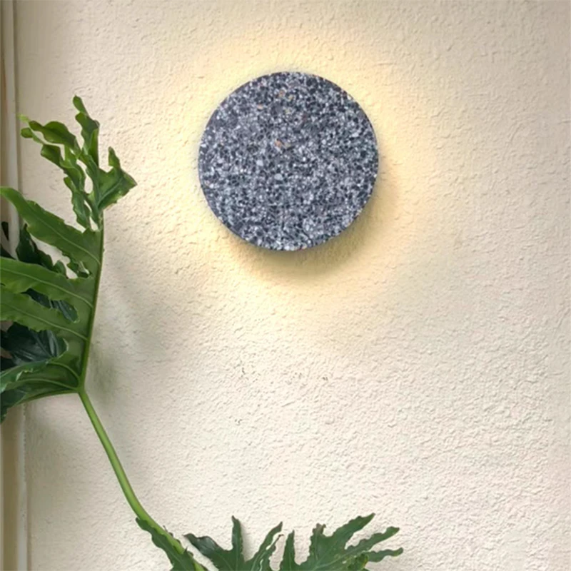 Nordic Creative Iron Terrazzo Circular Wall Lamp Black White Pink Blue ...