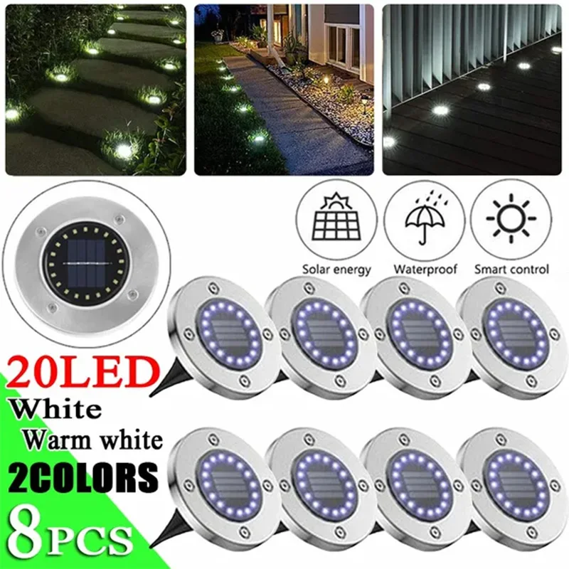 20led Solar Power Disk Light Outdoor Garden Solar Underground Light ...