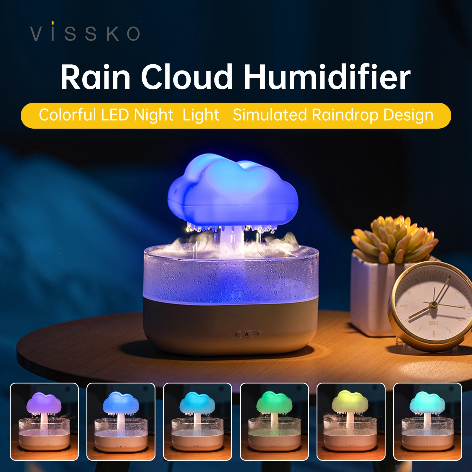 Vissko-Rain-Cloud-Humidifier-200ML-Essential-Oils-Aroma-Diffuser-With-Water-Drops-And-Colorful ...