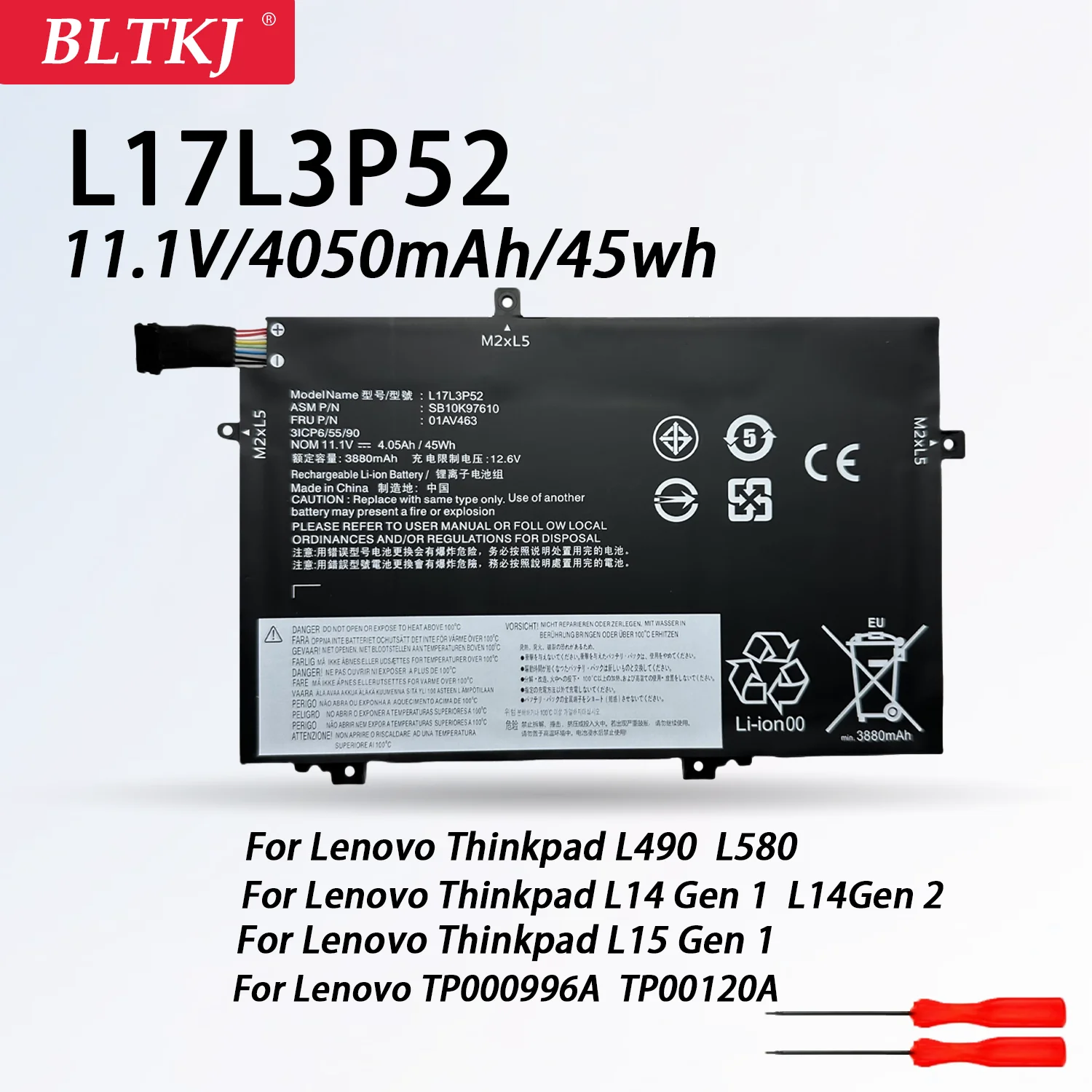 L17L3P52 L17C3P52 For Lenovo ThinkPad Laptop Battery L480 L490 L580 ...