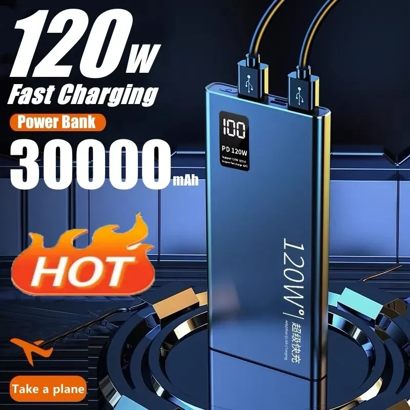120W High Capacity Power Bank 30000mAh Fast Charging Powerbank Portable ...