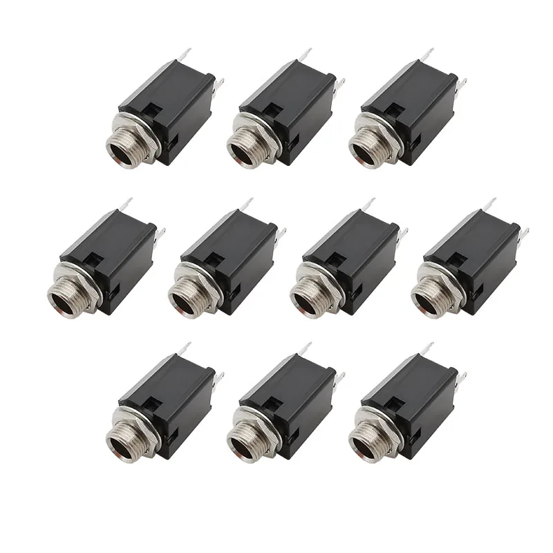 10Pcs Jack 6.35mm Audio Socket Female 3 Pin Stereo Connector Audio ...