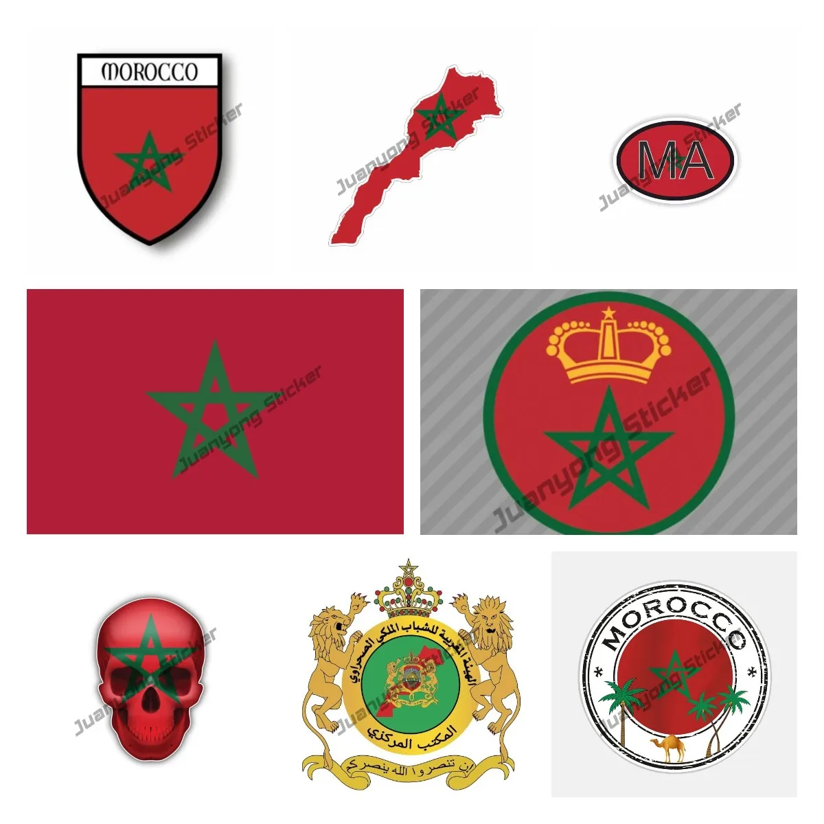 Creative Stickers Morocco Flag Map Decal Sticker Morocco Coat Of Arms ...