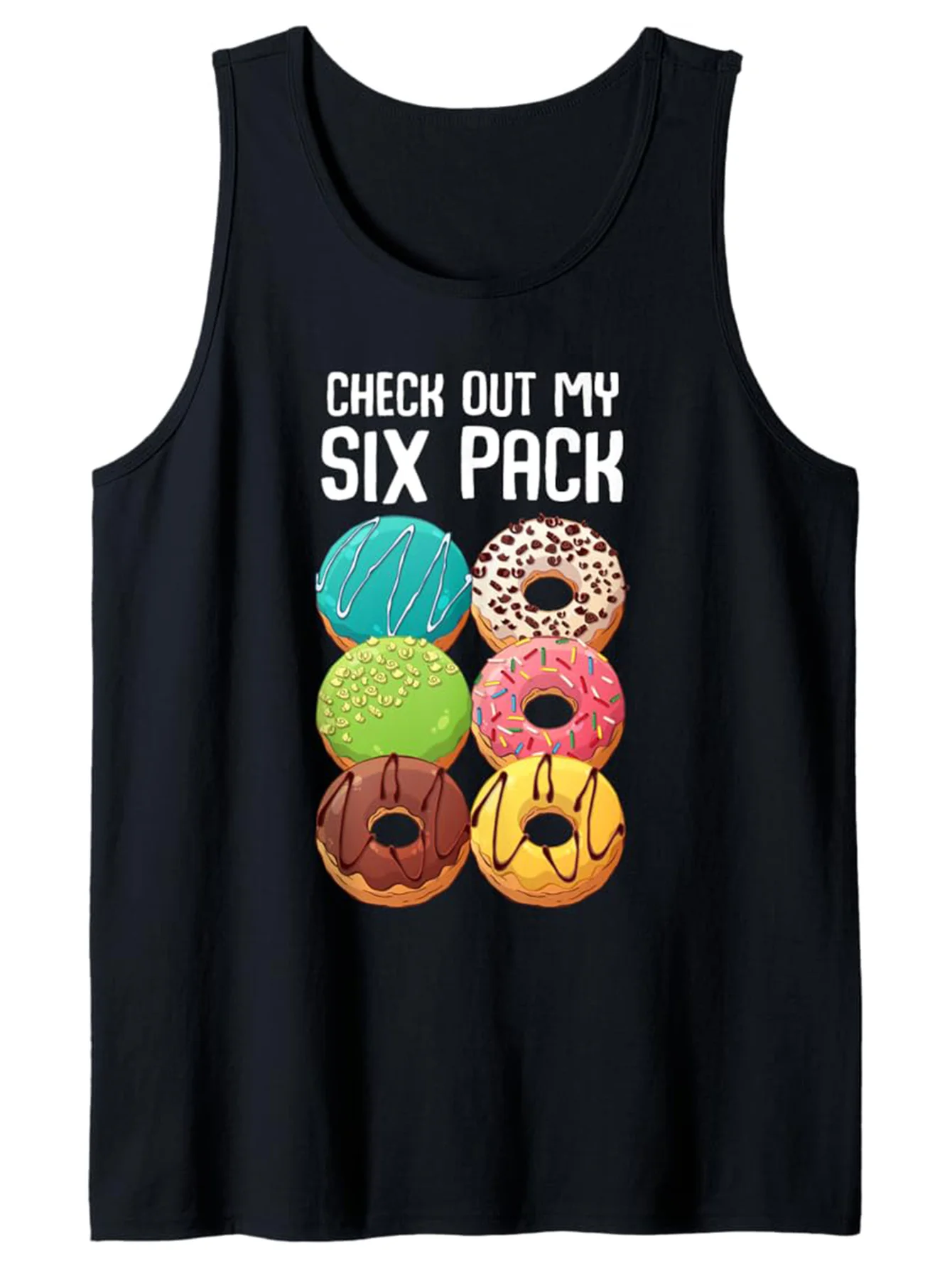 Men's Fun Donut Pattern T-shirt - "Look At My Six Pack Abs" Slogan ...