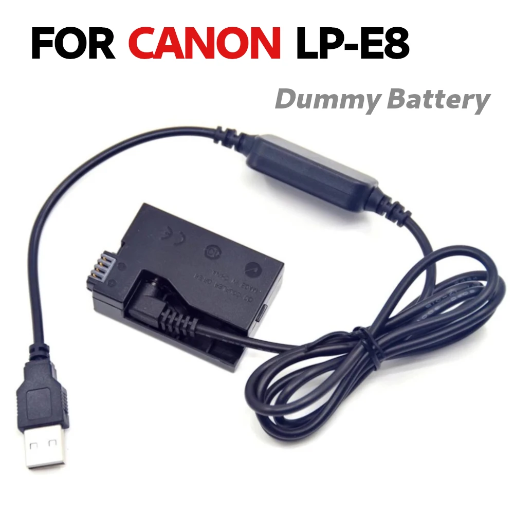 DR-E8 LP-E8 Fake Battery+5V USB Power Adapter Cable For Canon EOS Rebel ...