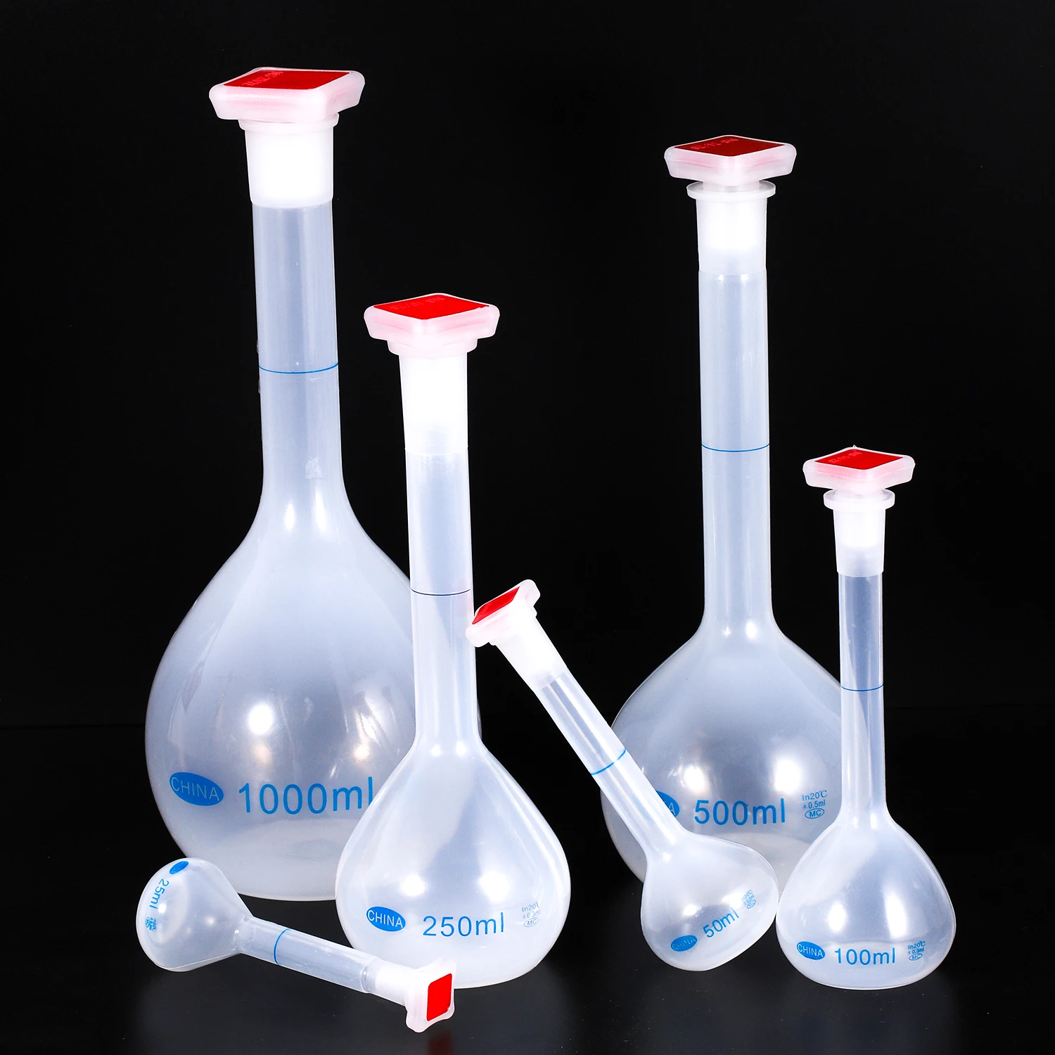 Plastic Vase Shape Measuring Flask With Stopper Precise Durable Long ...