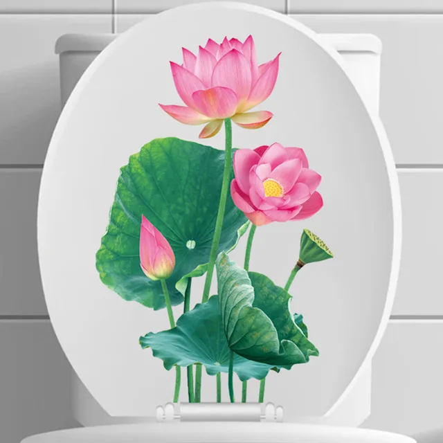 1 Piece Flower Toilet Sticker Home Toilet Bathroom Toilet Cover ...