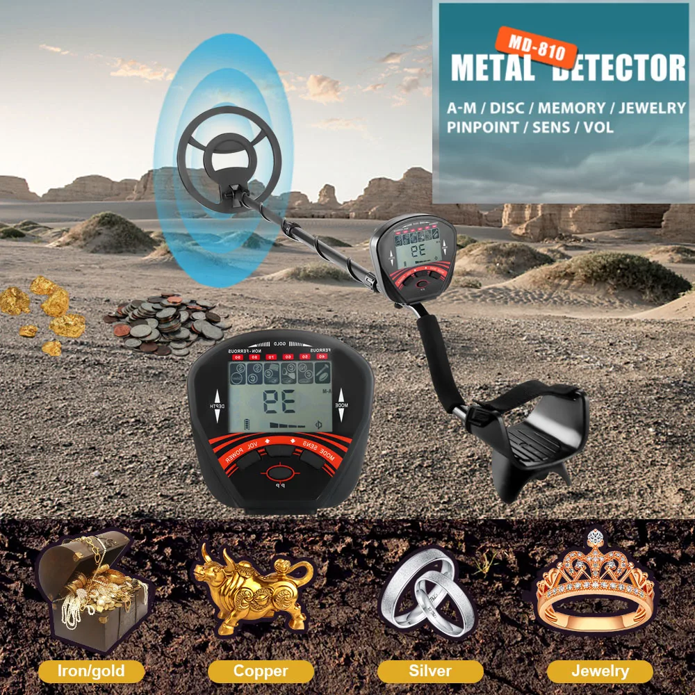 MD 810 Waterproof Metal Detector 30cm Deeper Professional Gold ...