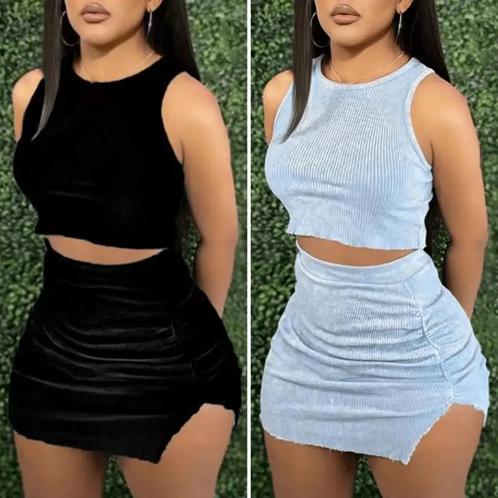 Top-Skirt-Set-Lady-Skinny-Set-Elegant-Crop-Top-Mini-Skirt-Set-for-Women ...