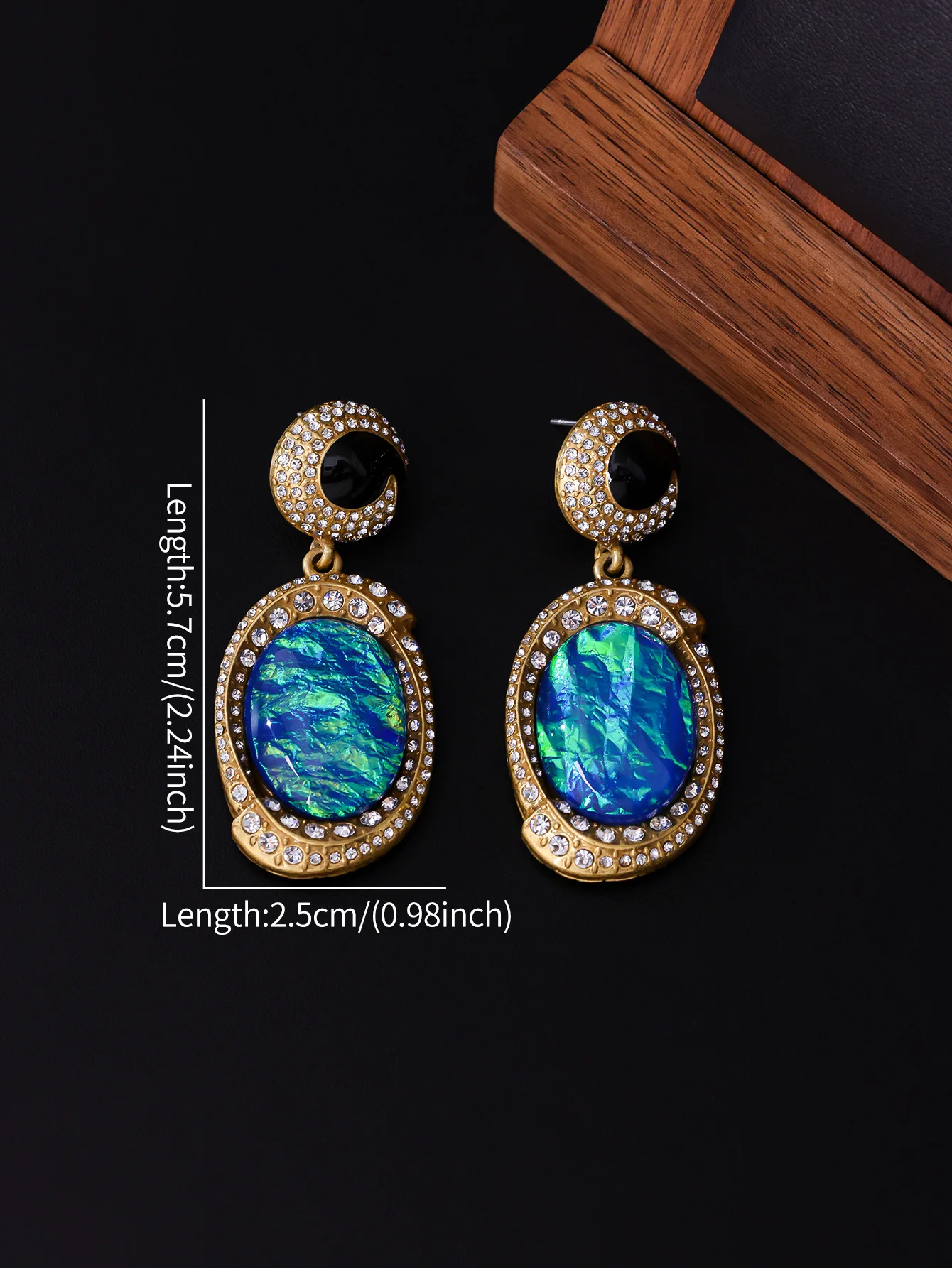 European and American vintage enamel diamond-encrusted earrings, retro ...
