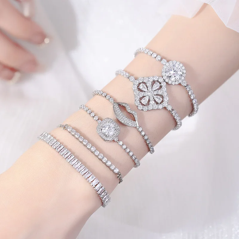 Sterling-Silver-Color-Zircon-Bracelets-for-Women-Trendy-Charm-Female ...
