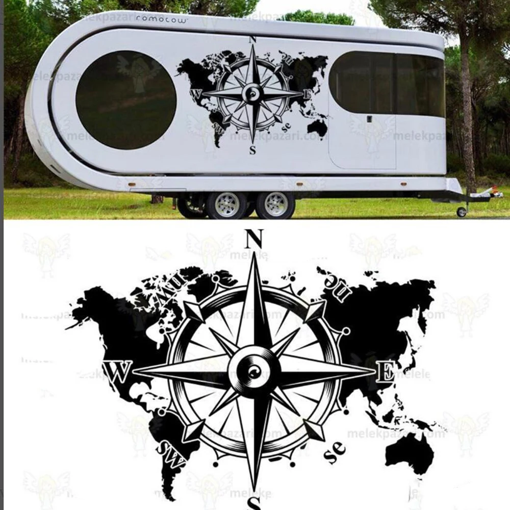 Compass-World-Map-Caravan-Car-Sticker-Decal-Camper-Rv-Motorhome-Off ...