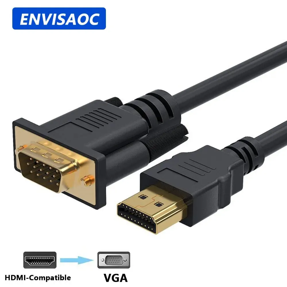 HDMI-Compatible to VGA Adapter Connecto Line Converter Cable 1.8M FHD ...
