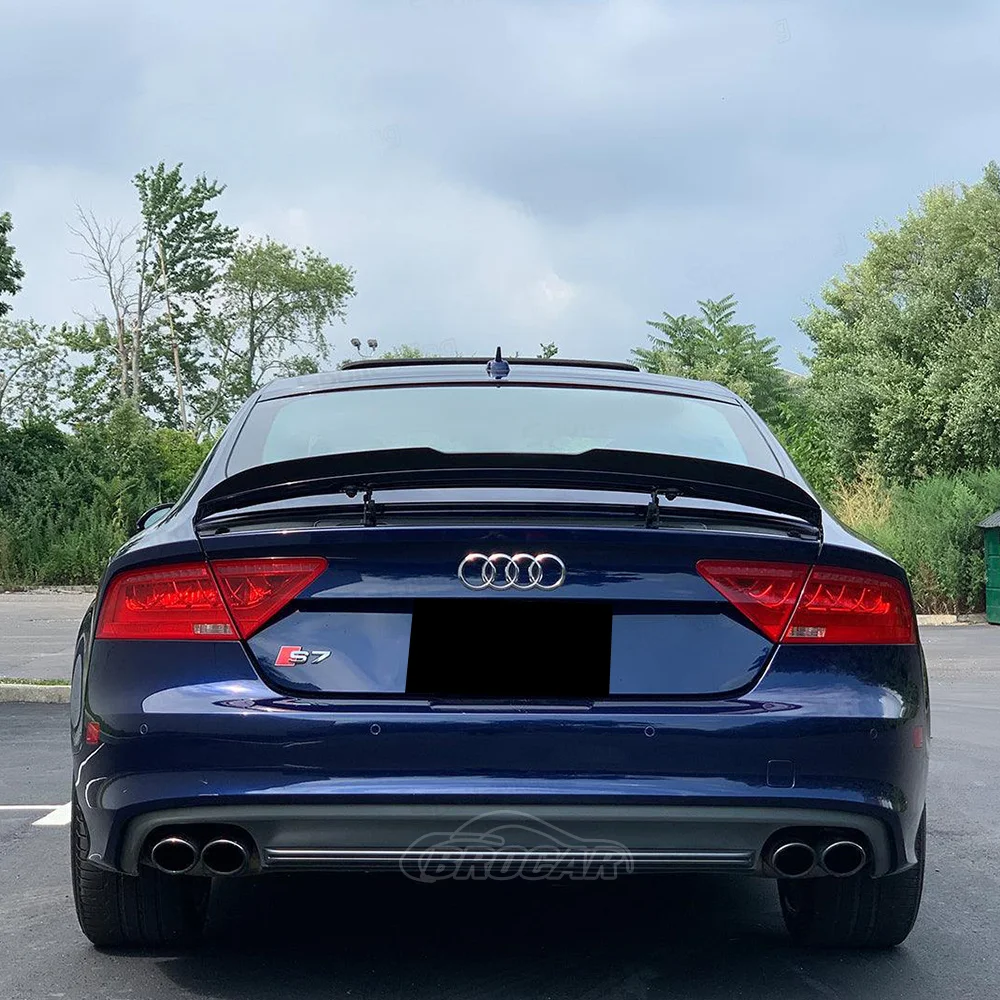For-Audi-A7-S7-RS7-spolier-2013-2018-V-style-ABS-plastic-gloss-black ...