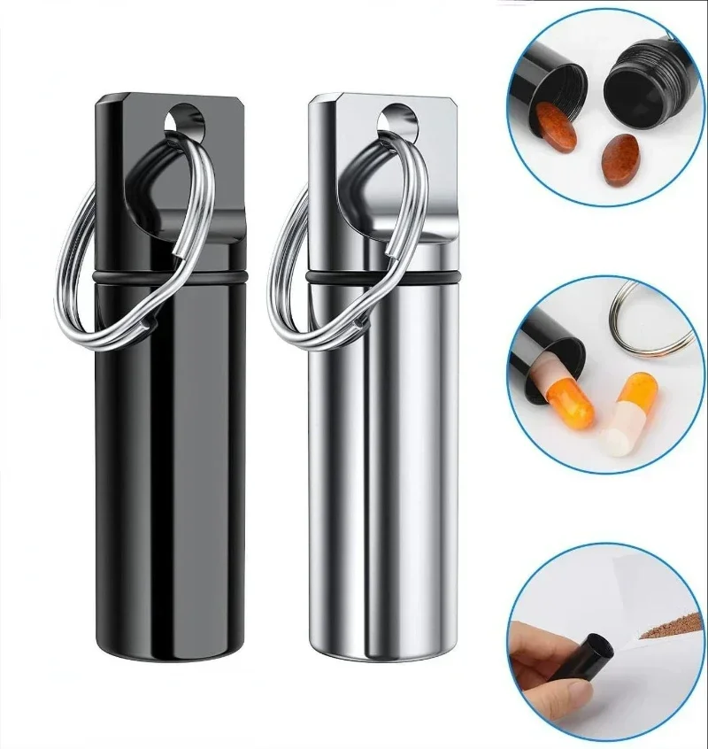 Mini Waterproof Aluminum Pill Box Cases with Sealed Storage Flat Head ...