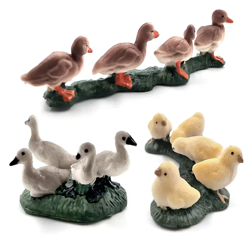 Farm Simulation Chicken Duck Goose Animal Model Bonsai Figurine Home ...