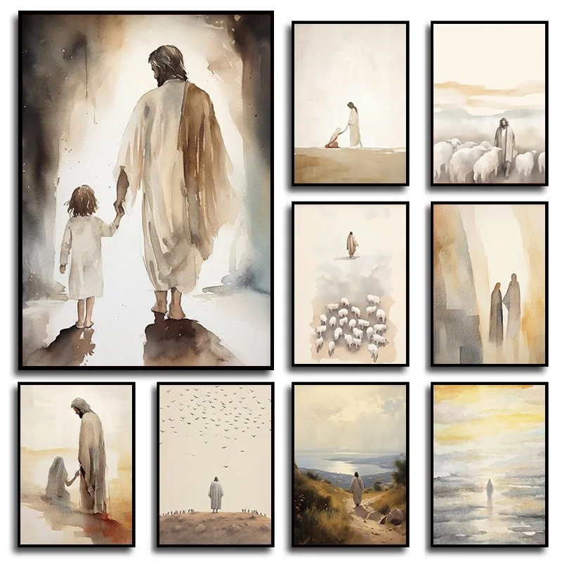 Jesus-on-The-Path-Saviour-Poster-Prints-Canvas-Painting-Wall-Art ...