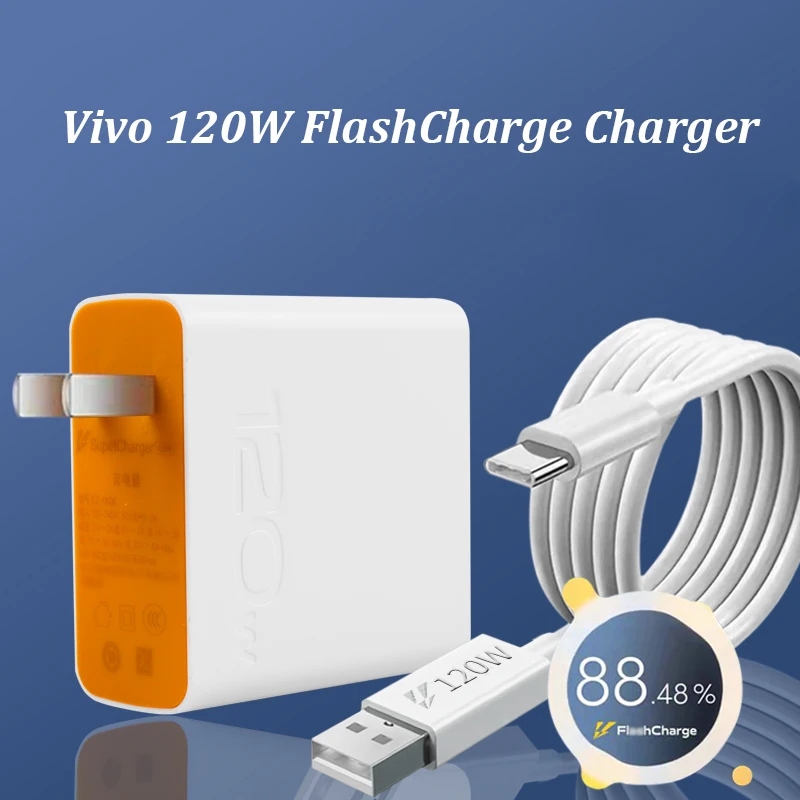 For Vivo 120W FlashCharge Charger US Fast Charging Adapter Usb Type C Cable For Vivo IQOO 10 9 8 ...