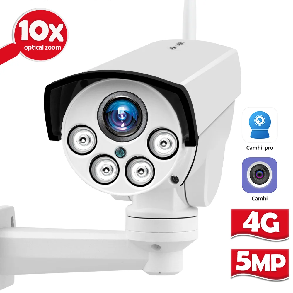 4g Sim Card Ip Camera Wifi 10x Optical Zoom Ptz Camera 5mp Hd Metal ...