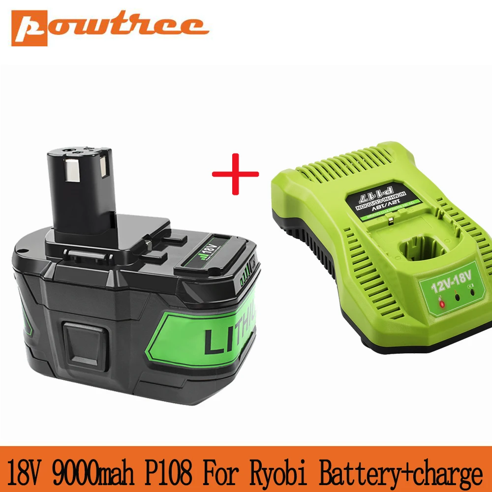 P108 Replacement Battery For Ryobi P108 18 Volt For ONE+ Lithium-Ion 9. ...