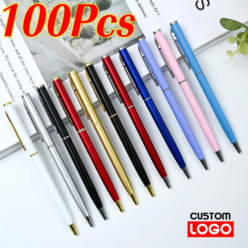 100pcs Custom Logo Metal Ballpoint Pen Business Office Engraved Name ...