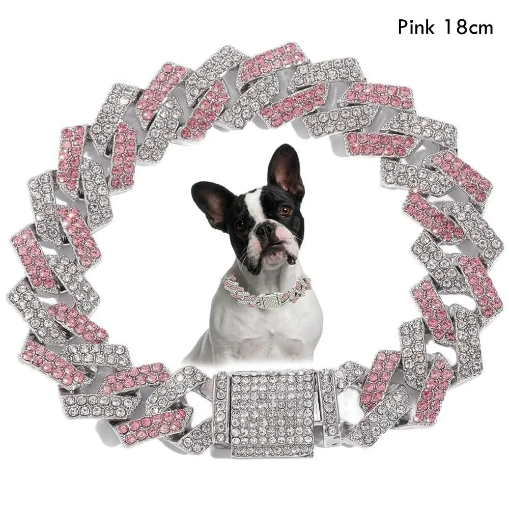 Creative Gift Link Chain Dog Diamond Chain Collar Inlaid Rhinestone Hip ...