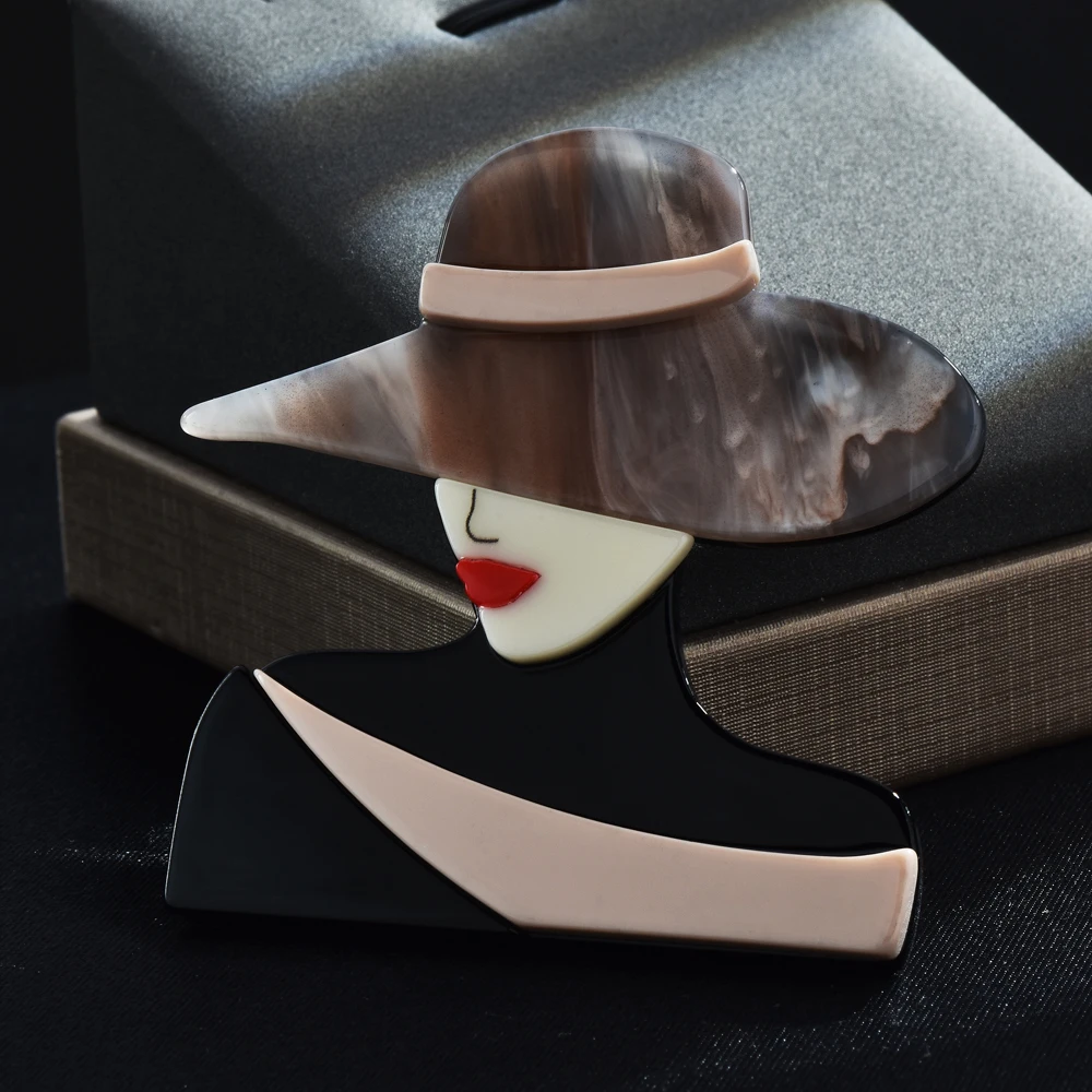 5-Colors-Wearing-Hat-Acylic-Girl-Model-Brooch-Pins-For-Women-Suit-2024 ...