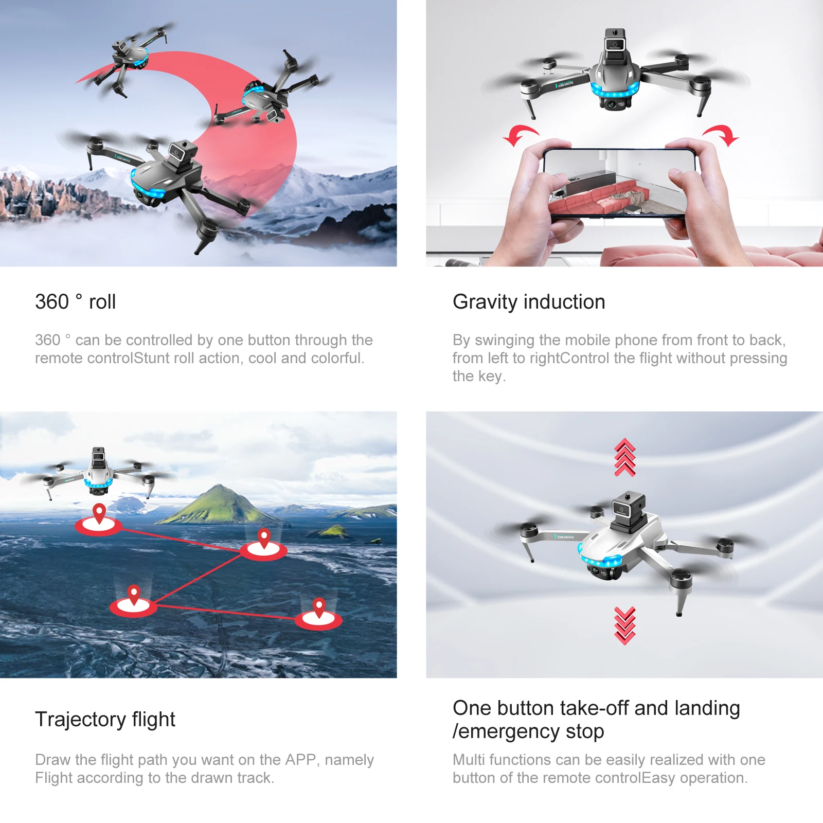 Blanc 4K 3B-Drone S138 professionnel double caméra HD, eviter les ...