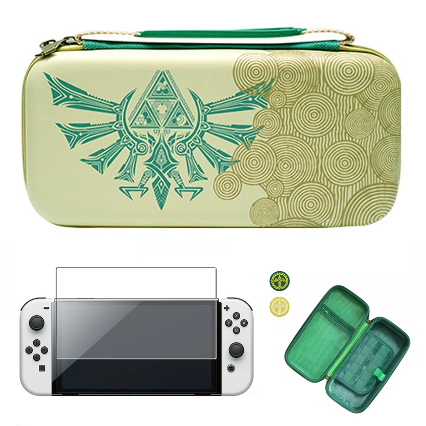 NS Switch ZD Tears of The Kingdom Carry Bag Case Accessories Kit Glass ...