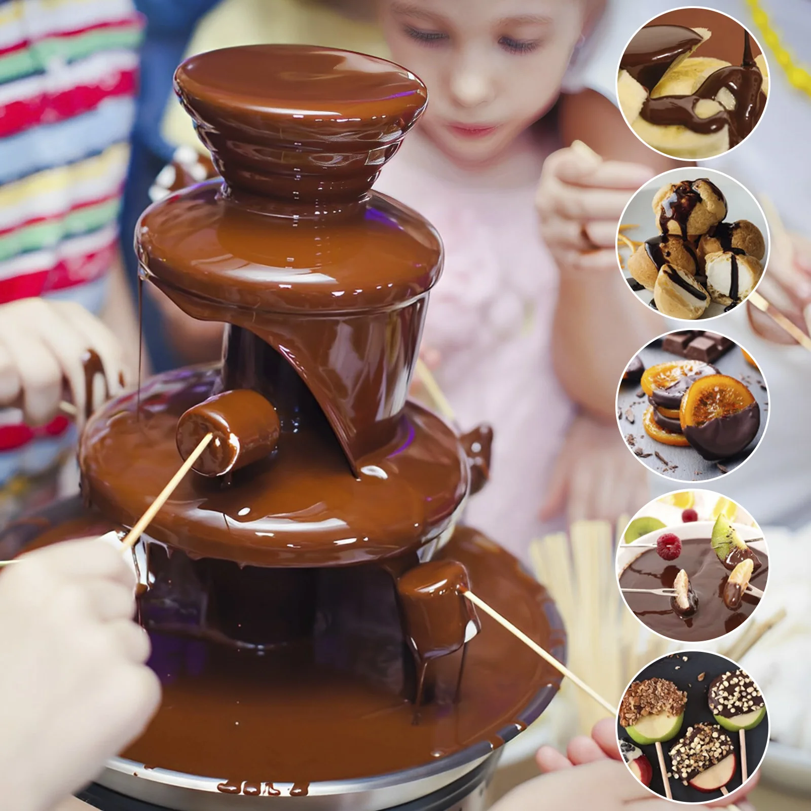Electric-Chocolate-Fountain-Machine-3Layer-Hold-10oz-Chocolate-Fondue ...