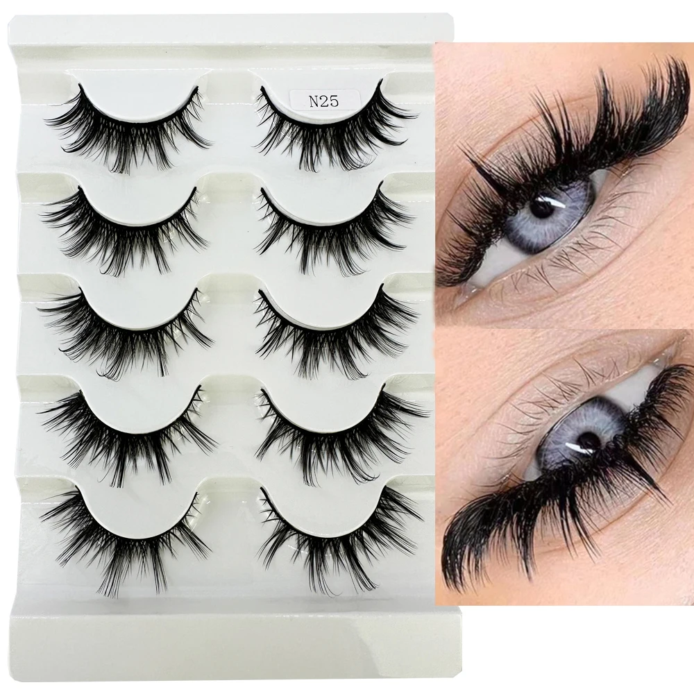5Pairs-Faux-Mink-Eyelashes-8D-Curl-Winged-Natural-Realistic-Messy-End ...