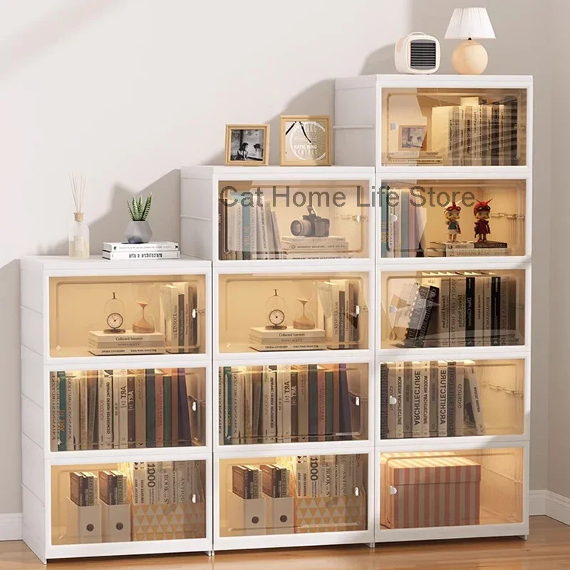 White-Bookcase-Books-Drawer-Industrial-Office-Indoor-Bedroom-Storage ...