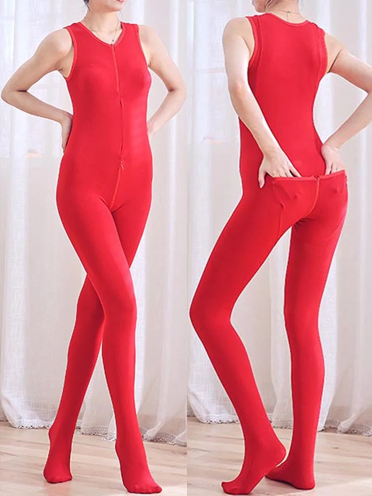 Sleeveless-2-Zipper-Crotch-Bodysuit-Without-Thin-Thick-Fleece-Thermal-Bodystocking-Tights-Sexy ...